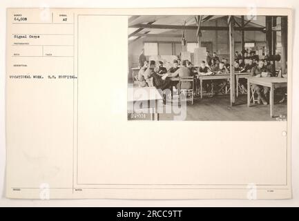 American soldiers participating in vocational work at U.S. Hospital ...