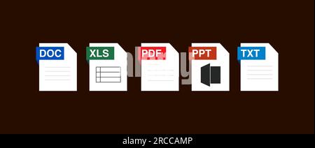 File type icon set. Popular files format and document in flat style ...