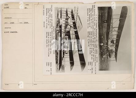 Photograph of a Caproni bomber plane, taken in 1919. The plane is ...