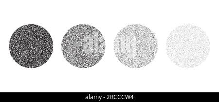 Set of vanishing stippled circle texture. Black disappearing dotted ...