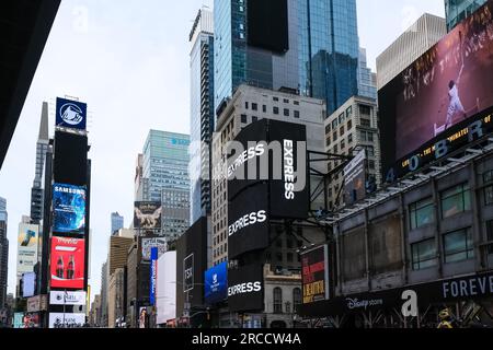 Architectural detail of Times Square, a major commercial intersection ...