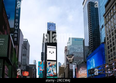 Architectural detail of Times Square, a major commercial intersection ...