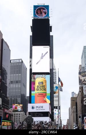 Architectural detail of Times Square, a major commercial intersection ...