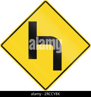 Canadian road warning sign - T-Intersection with Priority ahead. This ...