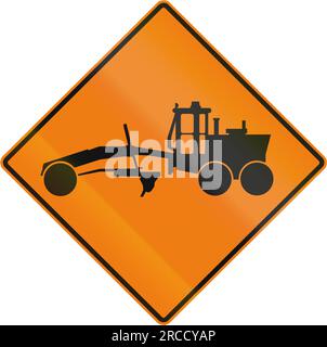 Temporary/Works road sign in Quebec, Canada - Surveying Stock Photo - Alamy