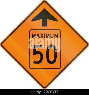 Temporary speed limit ahead sign Stock Photo - Alamy