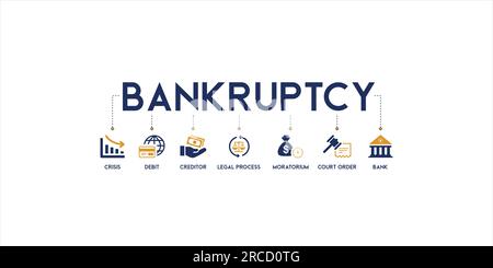 Bankruptcy banner web icon vector illustration concept with icon of ...