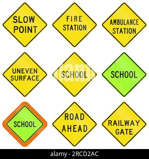 An Australian warning traffic sign - Uneven surface Stock Photo - Alamy