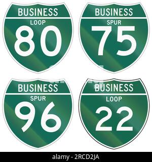 Collection of numbered road signs used in the USA Stock Photo - Alamy