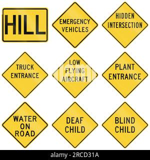 Collection of Intersection warning signs used in the USA Stock Photo ...