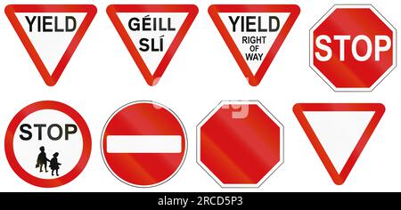 Irish traffic sign: Yield sign - Version in English Stock Photo - Alamy