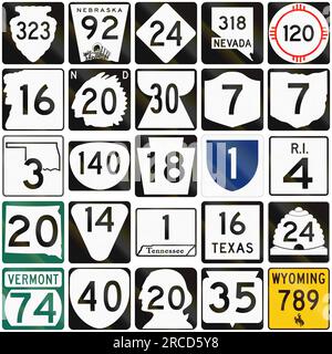 Collection of numbered road signs used in Texas, USA Stock Photo - Alamy