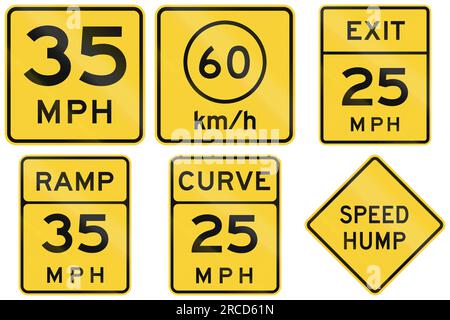 Advisory ramp speed warning sign Stock Photo - Alamy