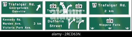 Guide road sign in Ontario, Canada - Highway direction Stock Photo - Alamy