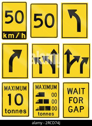 Roadworks sign in Canada - Truck entrance on the right. This sign is ...