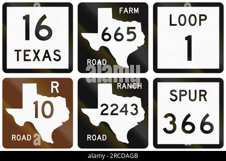 Collection of numbered road signs used in the USA Stock Photo - Alamy