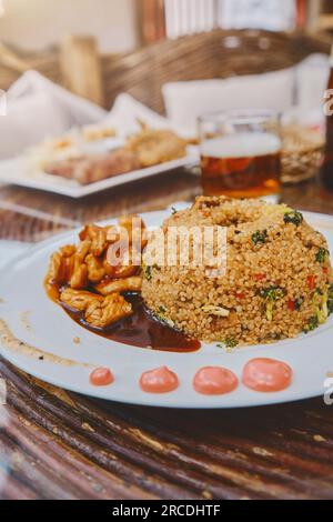 Traditional peruvian quinoa quinua chaufa and chicken, Food Stock Photo ...