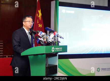 (230714) -- SUEZ, July 14, 2023 (Xinhua) -- Abdul-Majeed Saqr, governor ...