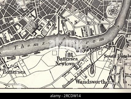 19th century Map of Battersea, London (Extract Stock Photo - Alamy