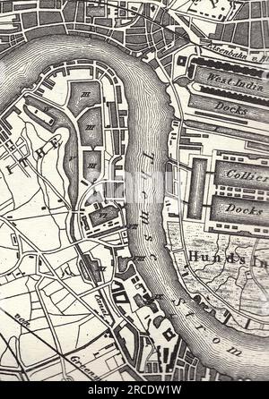 19th century Map of London Docks, Wapping and Shadwell (Extract Stock ...
