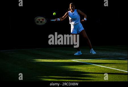 Alanis Hamilton in action during her doubles match with Tatum Evans ...