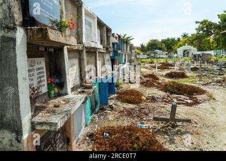 Atmospheric Filipino Catholic graveyard,next to the sea of Cebu Strait ...
