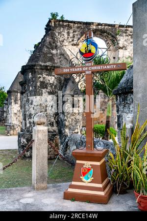The wooden cross,erected in 2021,next to the ancient Spanish barracks ...