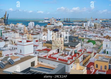 Aerial view of Cadiz with many Towers - Cadiz, Andalusia, Spain Stock ...