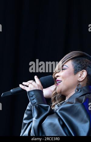 The British singer Gabrielle performing at the Eden Sessions in ...