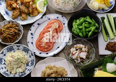 homemade variety of Japanese food. Izakaya popular menu. Izakaya is a ...