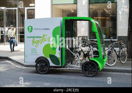 Delivery Mates eco-friendly, carbon neutral, delivery vehicle parked in ...