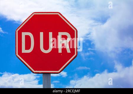 Turkish stop sign 'DUR' in Cappadocia, Turkey Stock Photo - Alamy