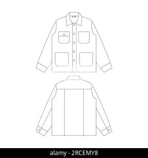 Detailed technical fashion illustration of men’s jeans showing front ...