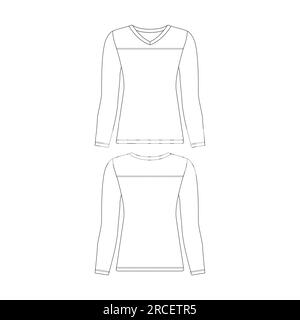 Template v- neck long sleeve football jersey vector illustration flat ...