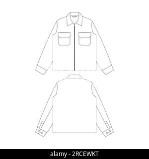 Template jacket flap chest pockets vector illustration flat sketch ...