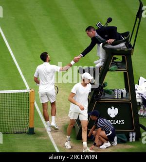Richard Haigh, chair umpire, on day one of the 2024 Wimbledon ...