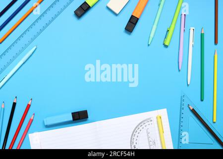 a frame made by colorful eraser in shaped pencil on black background ...