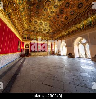 The Hall of the Kings inside Alcázar de Segovia, Spain. Grand hall ...