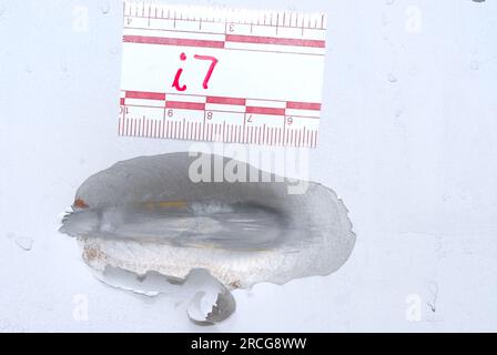 Bullet trajectory into truck Stock Photo - Alamy