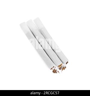 Hand rolled tobacco cigarettes on white background Stock Photo - Alamy