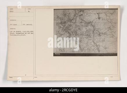 Black and white reproduction of a map of France with the Demarcation ...