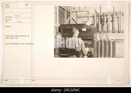 This image shows the main switchboard and operators at Camp Knox, KY ...