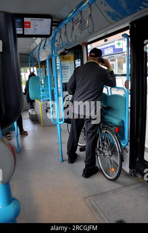 Copenhagen/Denmark/14 July 2023/People use public bus transport ...