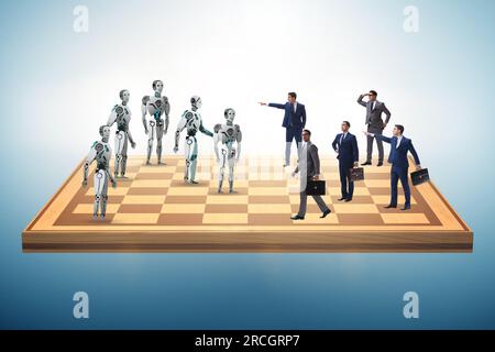 Concept of chess played by the humans versus robots Stock Photo - Alamy