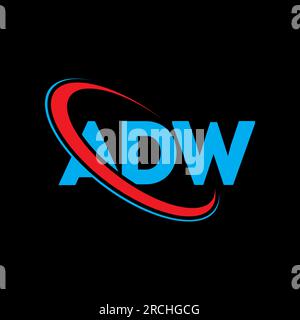 ADW circle letter logo design with circle and ellipse shape. ADW ...