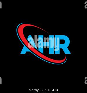 AHR circle letter logo design with circle and ellipse shape. AHR ...