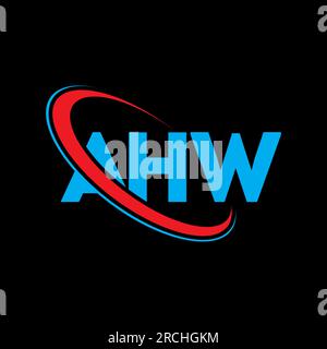 AHW circle letter logo design with circle and ellipse shape. AHW ...