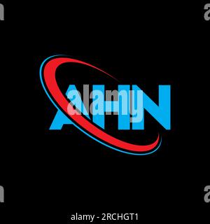 AHN circle letter logo design with circle and ellipse shape. AHN ...