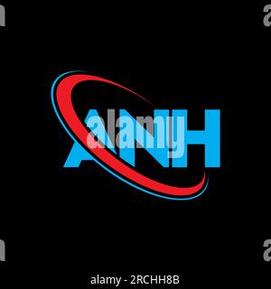 ANH circle letter logo design with circle and ellipse shape. ANH ...