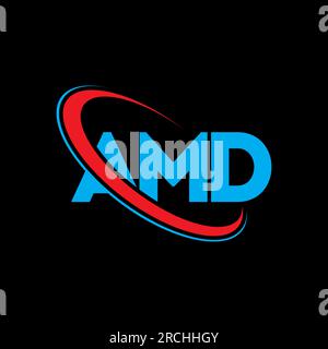 AMD circle letter logo design with circle and ellipse shape. AMD ...